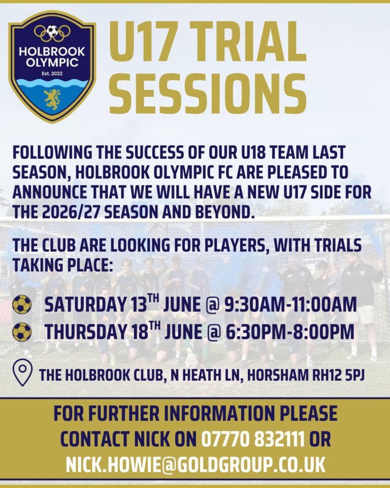 Holbrook Olympic U17's Trials 13th and 18th June 2026 | The Holbrook Club
